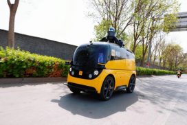 Unmanned delivery express vehicles on trial operation in Qionghai City ...